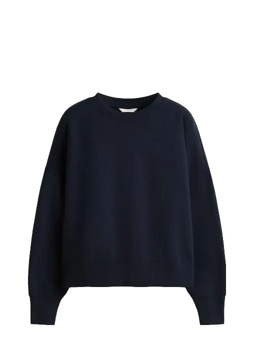 H&m Oversized Sweatshirt With Brushed Interior - Navy Blue