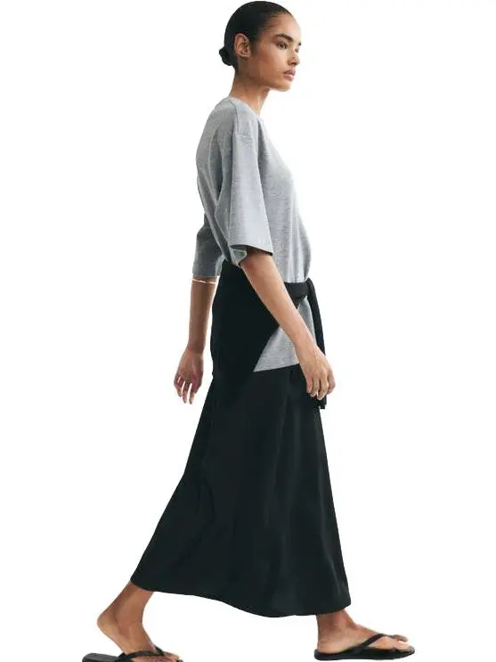 H&M Midi Skirt In Draping Weave - Black