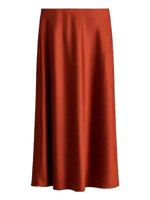 H&m Midi Skirt In Draping Weave - Burnt Orange