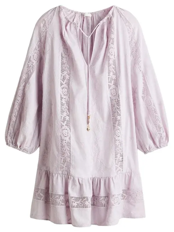 H&m Lace-inset Tunic Dress - Lilac