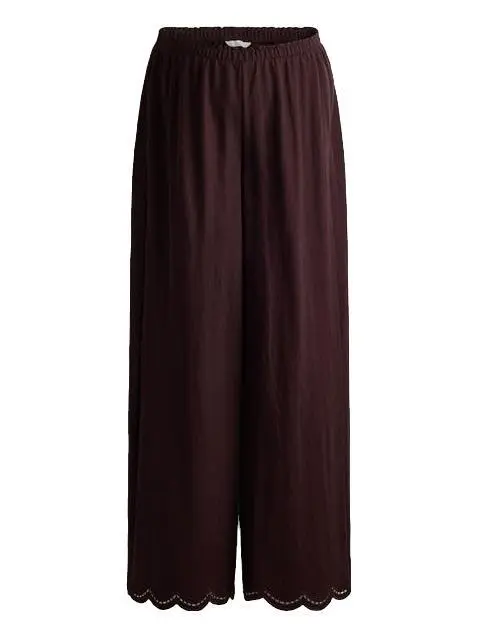 H&m Mama Scalloped Broderie Anglaise Trousers - Dark Brown