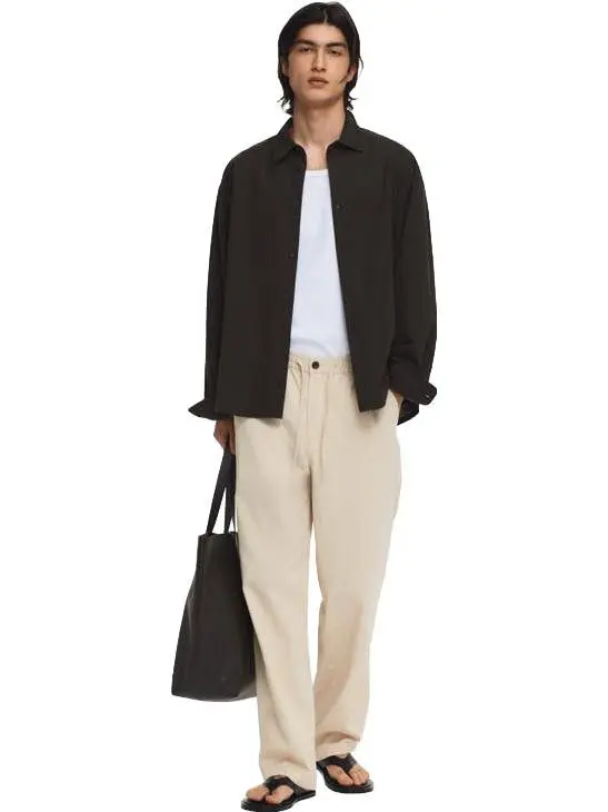 H&m Relaxed-fit Twill Pants With Drawstring Waist - Beige