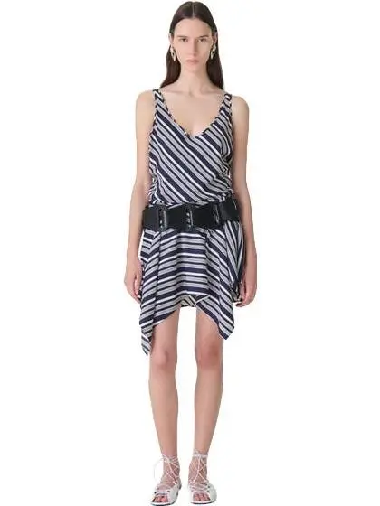 IRO PARIS Unya Sleeveless Striped Mini Dress With Handkerchief Hem - Sailor Stripe