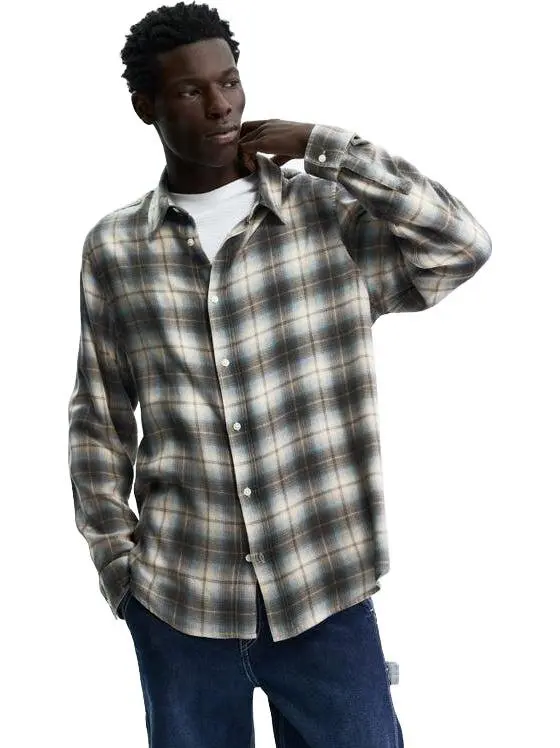 H&m Relaxed Fit Shirt - Blue/plaid