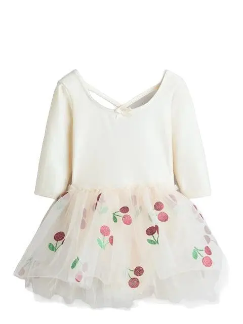 H&m Dance Leotard With Tulle Skirt - Cream/cherries