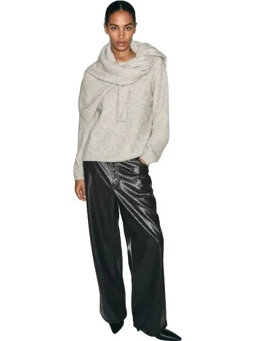 H&m Ribbed Knit Sweater With Wool Content - Light Taupe Melange