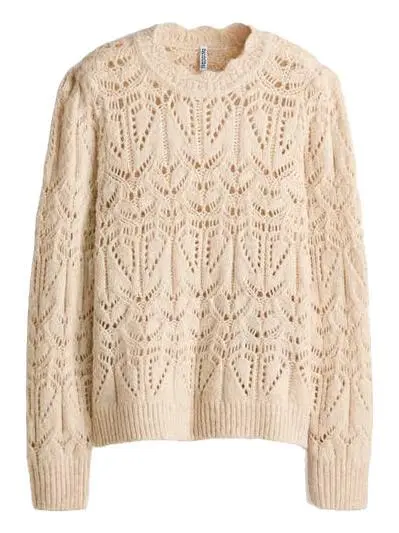 H&m Pointelle-knit Jumper - Light Beige