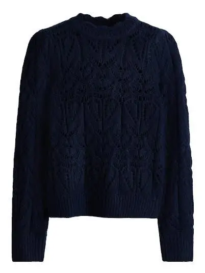 H&m Pointelle-knit Jumper - Navy Blue
