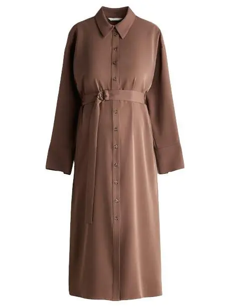 H&m Belted Shirt Dress - Brown