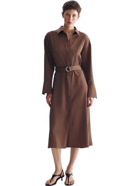H&m Belted Shirt Dress - Brown