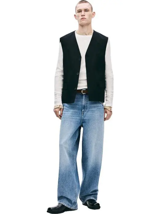 H&m Fairfax Baggy Jeans In Rigid Denim - Denim Blue