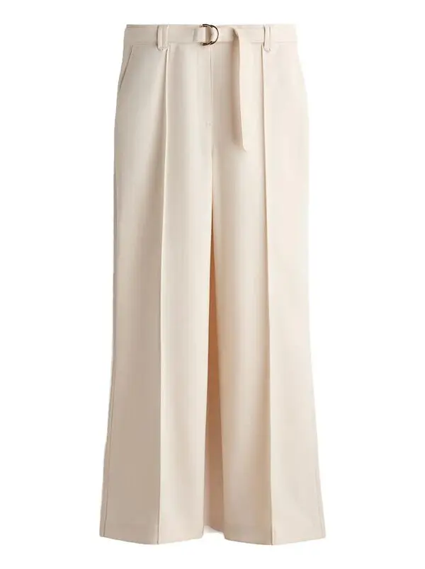 H&m Flared Belted Trousers - Cream