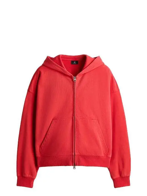 H&m Zip-through Oversized Hoodie - Bright Red