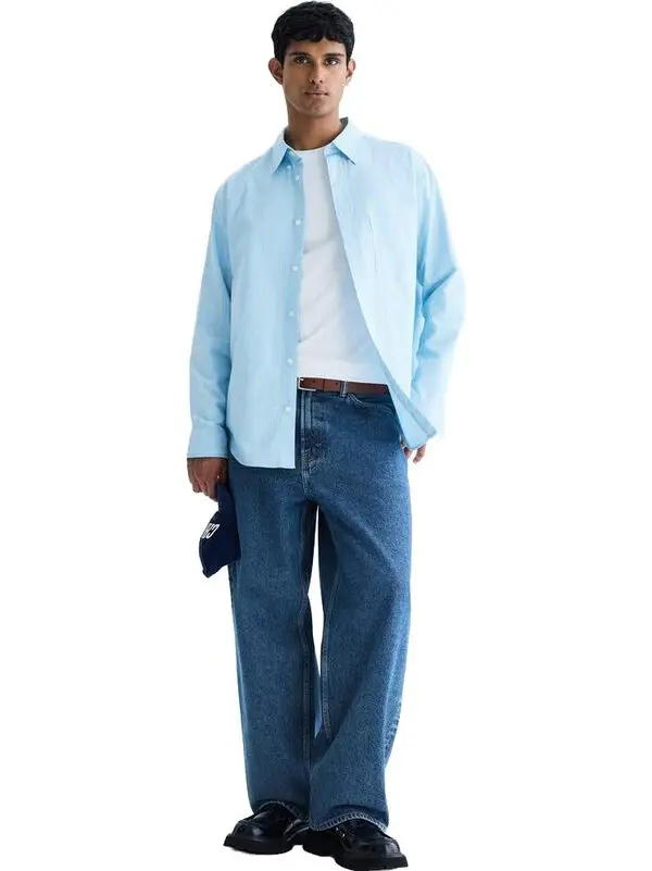 H&m Baggy Fit Denim Jeans - Medium Denim Blue