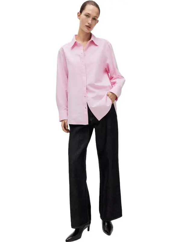 H&m Relaxed-fit Oxford Shirt - Light Pink