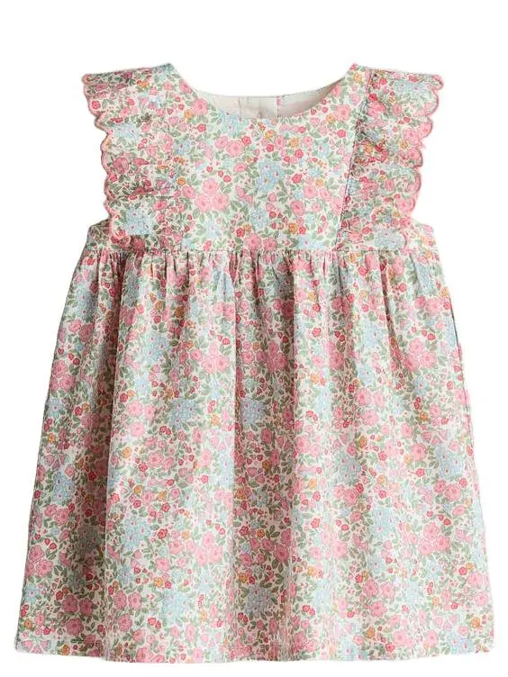 H&m Sleeveless Cotton Poplin Dress With Floral Print - Light Pink/floral