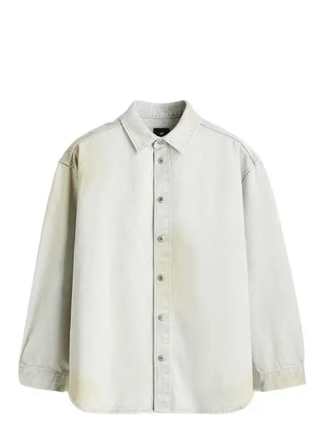 H&m Oversized Fit Denim Shirt - Pale Denim Blue