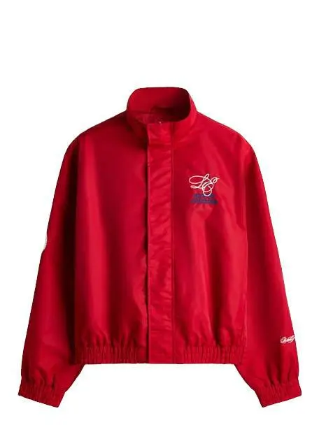 H&m Loose Fit Embroidered-motif Nylon Track Jacket - Red/sports Archives