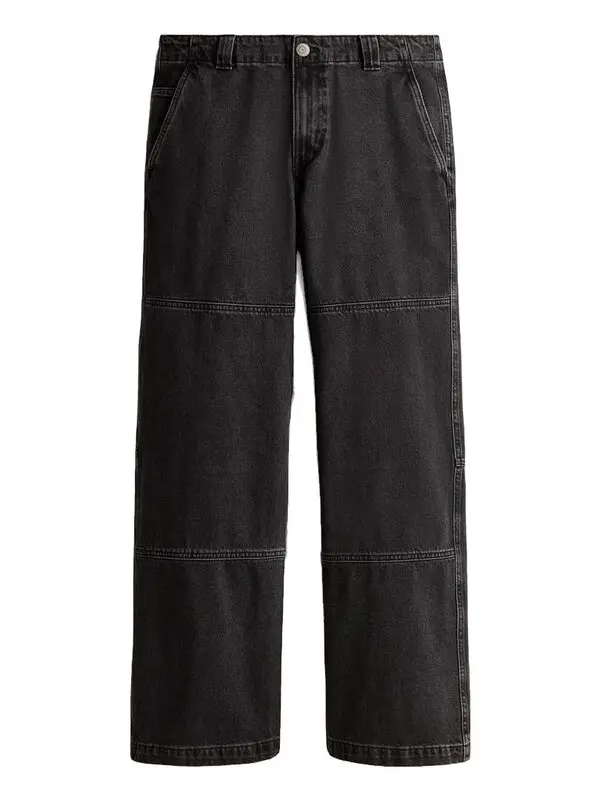 H&m Loose Fit Worker Jeans In Rigid Cotton Denim - Black