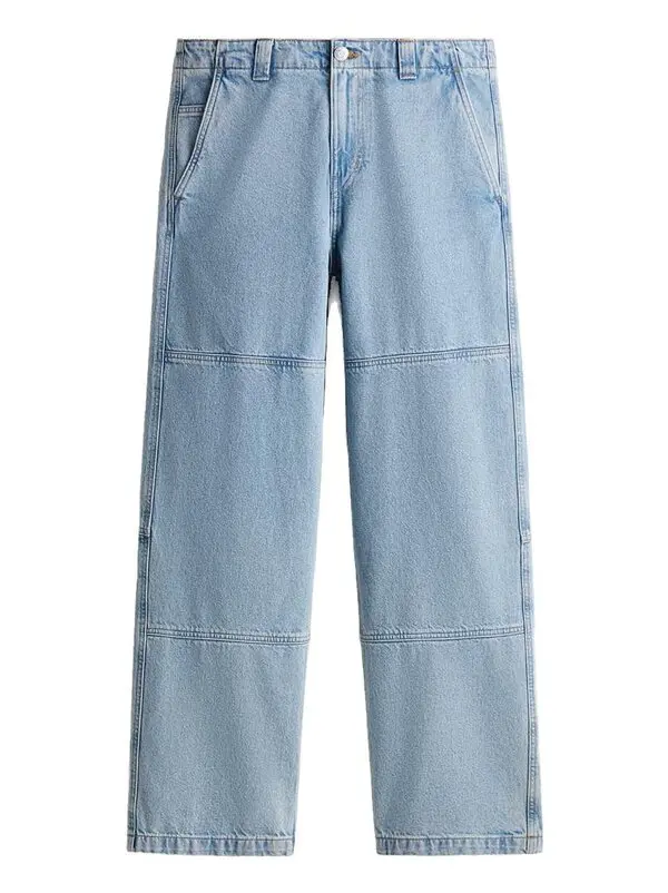 H&m Loose Fit Worker Jeans In Rigid Cotton Denim - Denim Blue