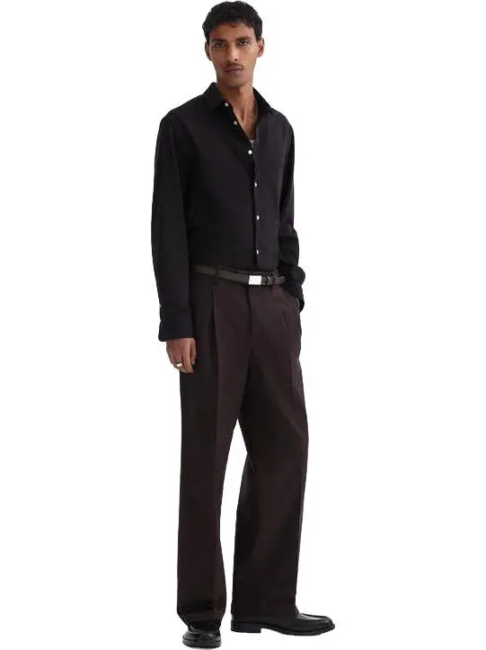 H&m Loose Fit Tailored Trousers - Brown