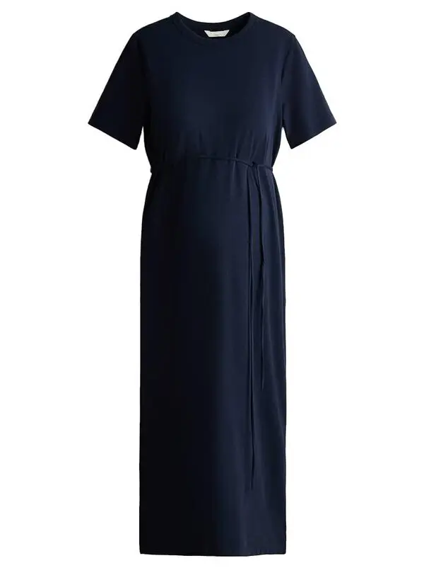 H&m Mama Tie-detailed T-shirt Dress - Navy Blue