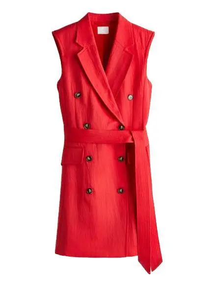 H&m Sleeveless Linen-blend Blazer Dress - Red