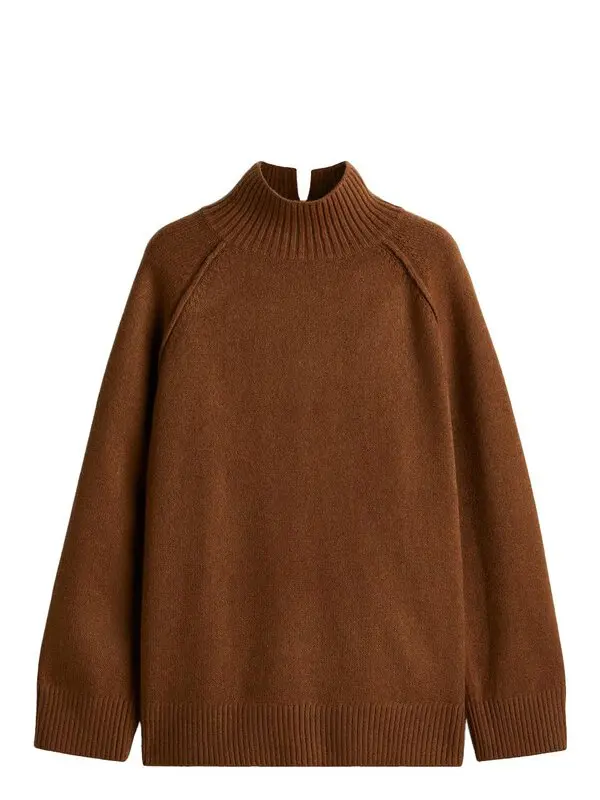 H&m Oversized Turtleneck Jumper - Brown