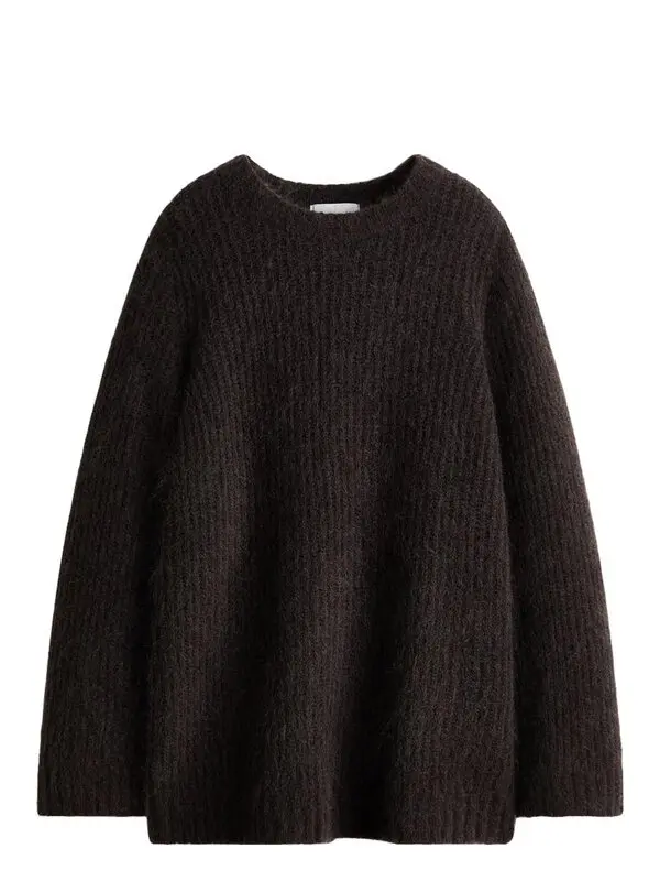 H&m Mohair-blend Ribbed Jumper - Dark Brown