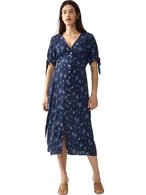 H&m Tie-belt Viscose Midi Dress - Khaki Green