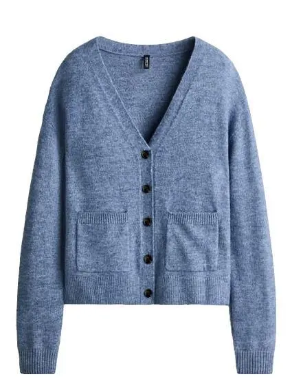 H&m Loose-fit V-neck Cardigan With Pockets - Blue Melange