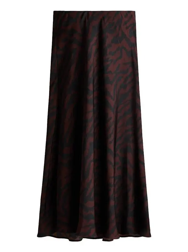 H&m Maxi Slip Skirt - Dark Brown/zebra Print