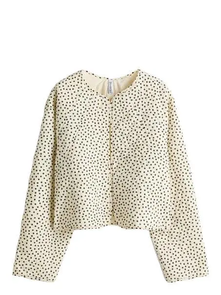 H&m Oversized Quilted Jacket - Light Yellow/dotted
