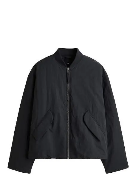 H&m Loose Fit Nylon Bomber Jacket - Black