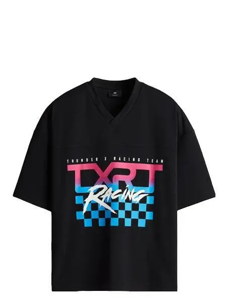 H&m Oversized Fit Printed Mesh T-shirt - Black/txrt