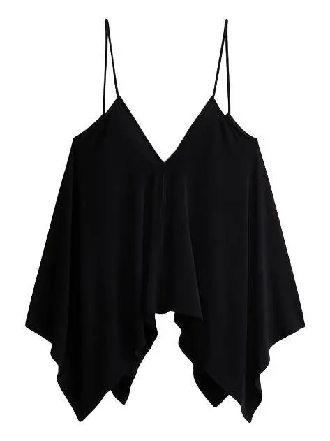 H&m Loose-fit Polka Dot V-neck Spaghetti Strap Top - Black