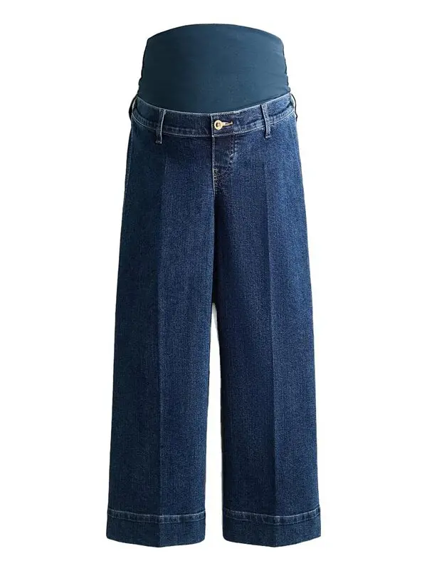 H&m Mama Wide High Waist Ankle Jeans - Dark Denim Blue