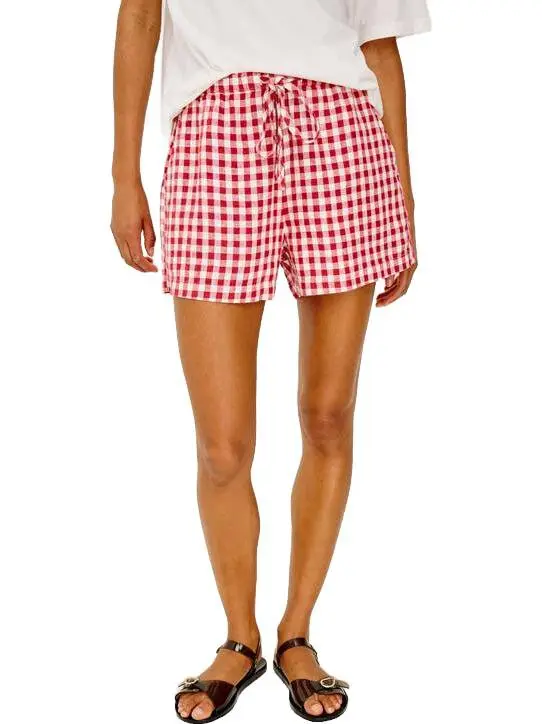Rails Jenner Gingham Linen Pull-on Shorts - Picnic Check