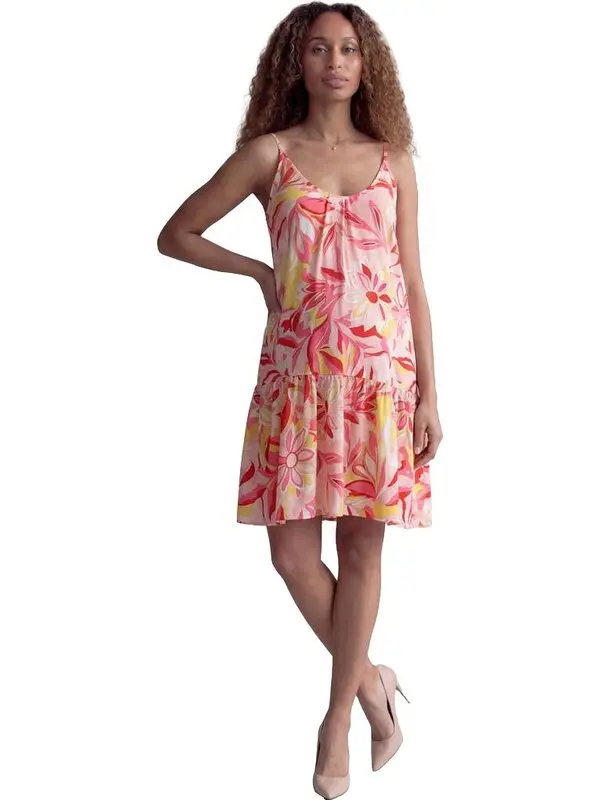 24SEVEN COMFORT APPAREL Maternity Floral Print A-line Mini Dress - Pink Multi