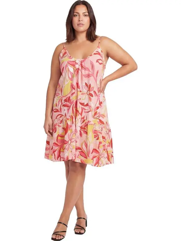24SEVEN COMFORT APPAREL Floral Print A-line Mini Dress - Pink Multi