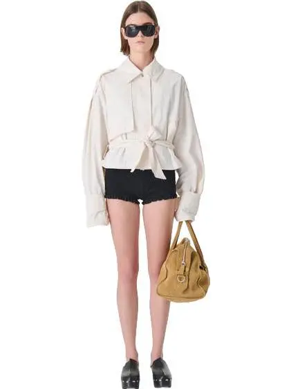 IRO PARIS Zynia Cropped Trench Jacket - Tan Beige