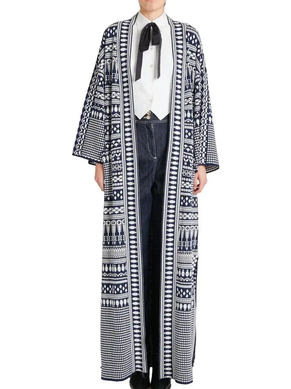 TEMPERLEY LONDON Tlalli Knit Coat - Navy & Silver