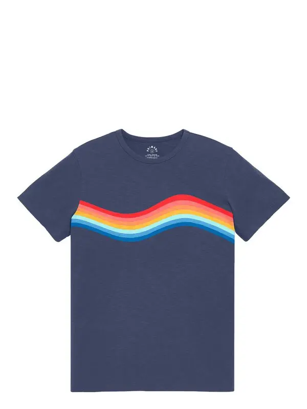 PRIMARY Fit Rainbow Banner Wave Tee - Sunwashed Navy