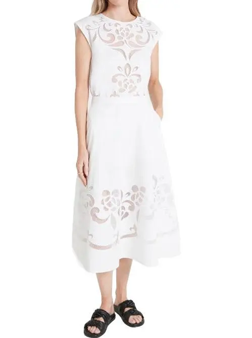 TEMPERLEY LONDON Nelle Broderie Anglaise Midi Skirt - White