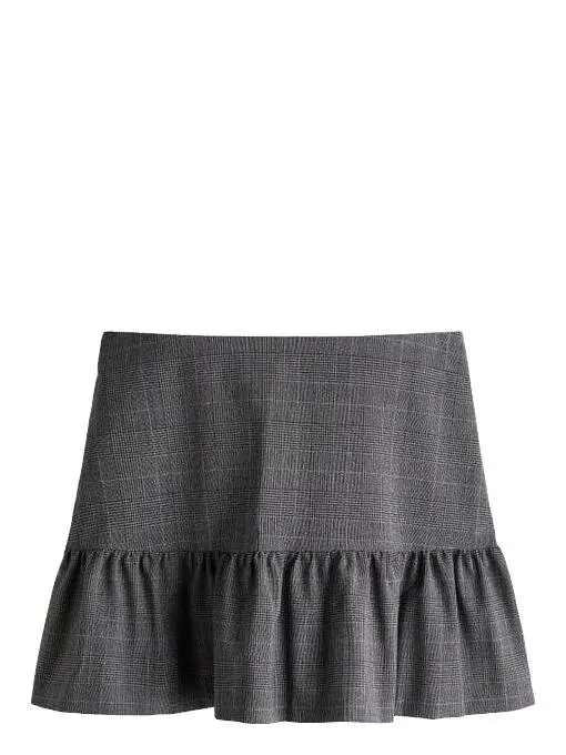 H&m Flared Mini Skirt - Gray/checked