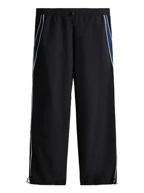 H&m Loose Fit Nylon Track Pants - Black/panels