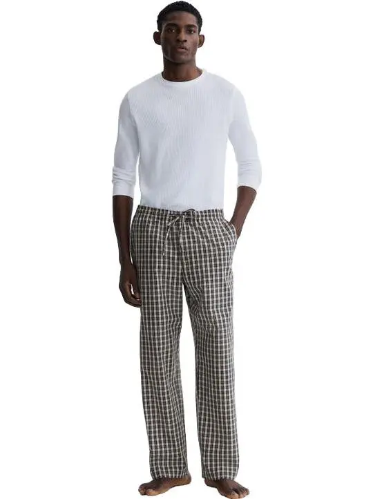 H&m Relaxed-fit Poplin Pants With Drawstring Waistband - Gray/checked