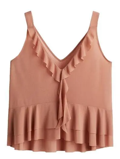 H&m Flounced Vest Top - Dusty Orange