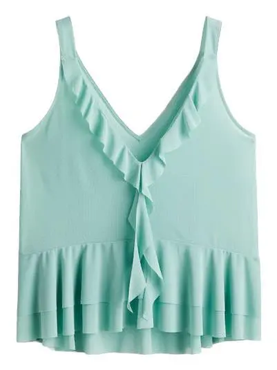 H&m Flounced Vest Top - Light Turquoise