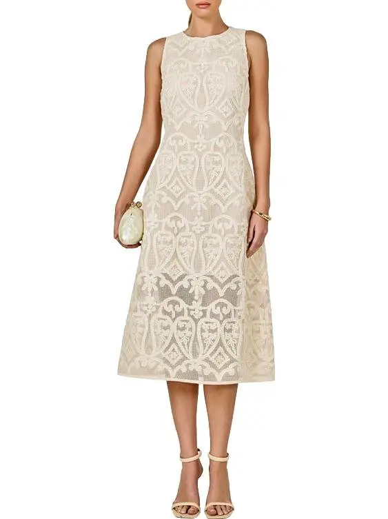 Endless Rose Lace Sleeveless Midi Dress - Beige